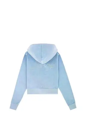 Juicy Couture Zip-up Velour Hoodie With Crystal Embellishments - Blue