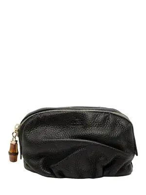 Gucci Calfskin Bamboo Cosmetic Pouch - Black