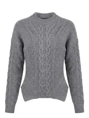 DONDUP Cable Knit Wool Sweater - Grey