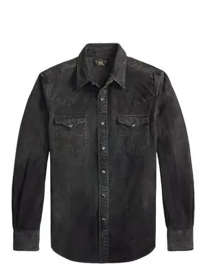 Ralph Lauren Corduroy Western-style Stitched Yoke Shirt - Black