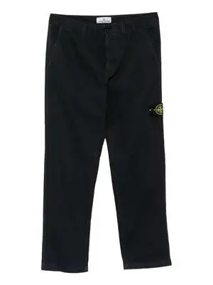 Stone Island Logo Patch Straight Leg Trousers - Black