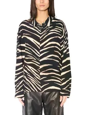 Zadig&Voltaire Tyrica Zebra-print Long-sleeve Shirt - Black