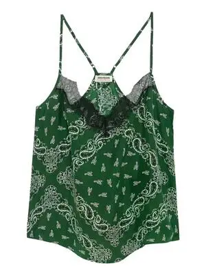 Zadig&Voltaire Silk Bandana Print Camisole - Green