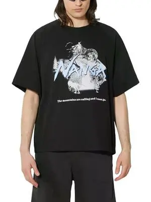 NANGA Graphic-print Raglan-sleeve T-shirt - Black