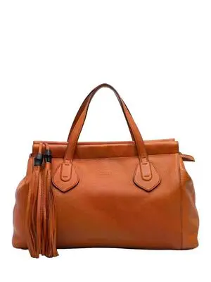 Gucci Leather Lady Tassel Top Handle Bag Handbag - Orange