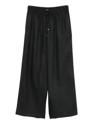 CLIPS Linen Trousers With Elasticated Waist - Black