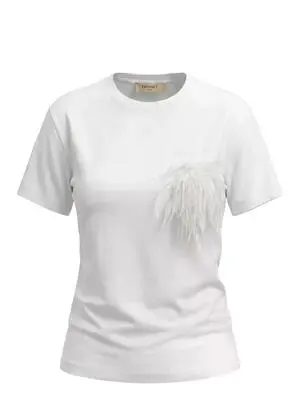 TWINSET Feather Embellished T-shirt - White
