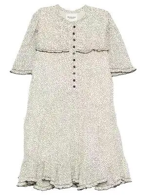 MARANT ETOILE Polka-dot Ruffled Mini Dress - Neutrals