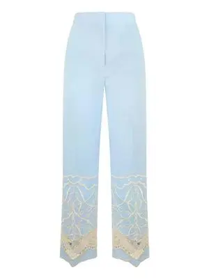 Alberta Ferretti Embroidered Straight-leg Trousers - Blue
