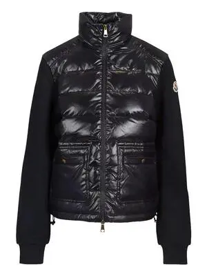 Moncler Quilted Panel Zip-up Jacket - Blue