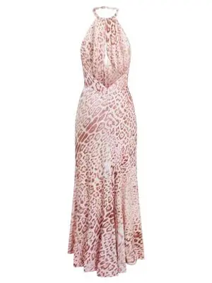Roberto Cavalli Leopard-print Halterneck Maxi Dress - Neutrals