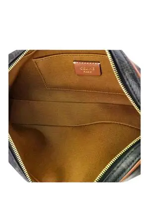 Celine Cuir Triomphe Embroidered Triomphe Coated Canvas With Leather Small Shoulder Bag - Brown