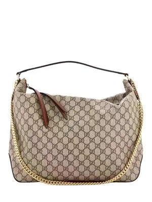 Gucci Chain Gg Coated Canvas Large Hobo Bag - Brown