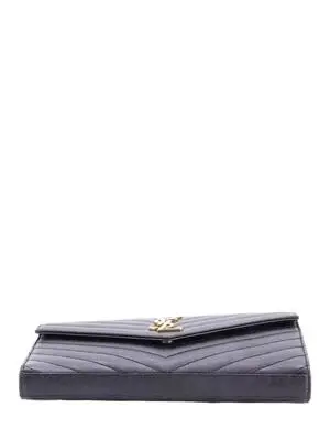 Saint Laurent Classic Monogram Wallet On Chain - Black