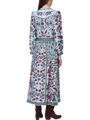 Farm Rio Marcelle Floral-print Belted Midi Dress - Blue
