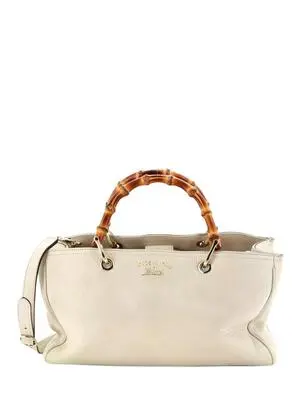 Gucci Bamboo Shopper Leather Medium Tote Bag - Neutrals