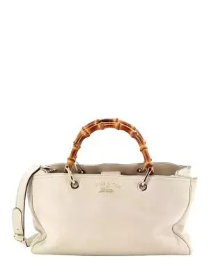 Gucci Bamboo Shopper Leather Medium Tote Bag - Neutrals