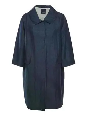Max Mara Textured Three-quarter Sleeve Coat - Blue