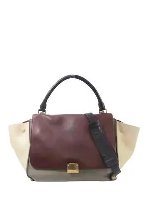 Celine Trapeze Two-way Calfskin Tote Bag - Red