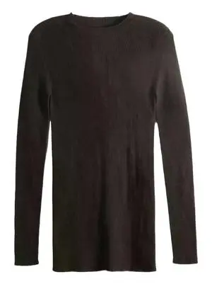 Rick Owens Ribbed-knit Long-line Sweater - Brown