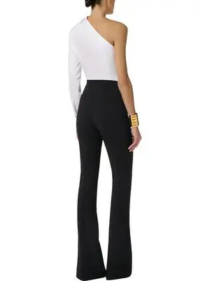 Elisabetta Franchi Logo Charm Crepe Flared Trousers - Black