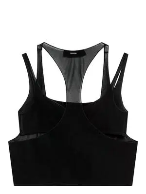 Gucci Layered Cut-out Racerback Top - Black