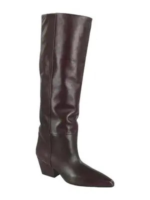 PARIS TEXAS Paris Texas Knee-Length Pointed Toe Mid Block Heel Leather Boots