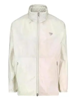 Prada Re-nylon High Neck Zip-up Jacket - Neutrals