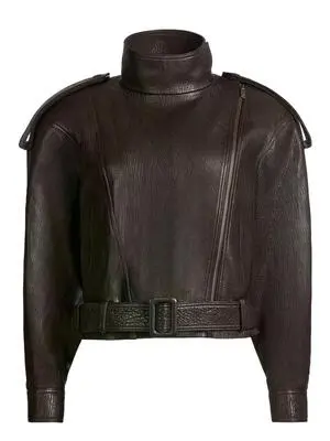 DUCIE Serpa Grained Calf Leather Jacket - Brown
