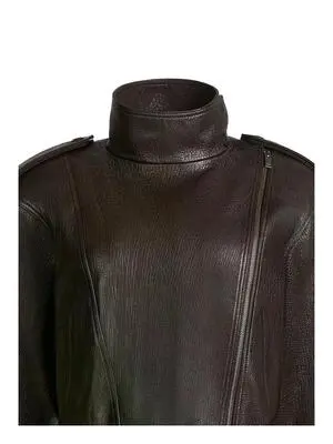 DUCIE Serpa Grained Calf Leather Jacket - Brown