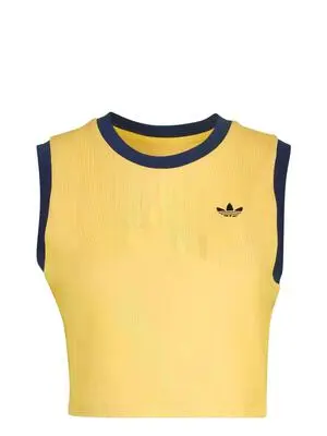 Adidas Heather Ribbed Cropped Tank Top - Yellow