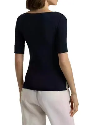 Ralph Lauren Boat-neck Elbow-sleeve T-shirt - Blue