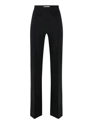 Elisabetta Franchi Logo Embroidered Crepe Trousers - Black