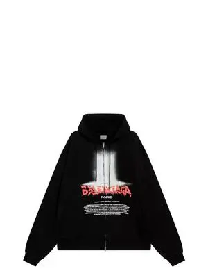 Balenciaga Oversized Logo-print Hoodie - Black