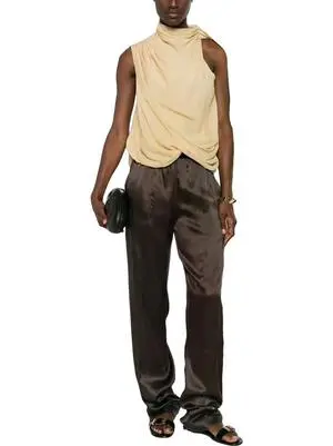 TOM FORD Silk Elasticated-waistband Trousers - Brown