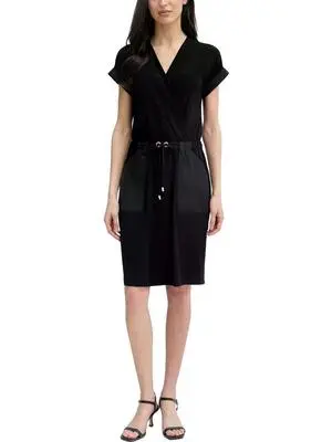 Joseph Ribkoff Wrap-style Mid-length Dress With Drawstring Waist - Black