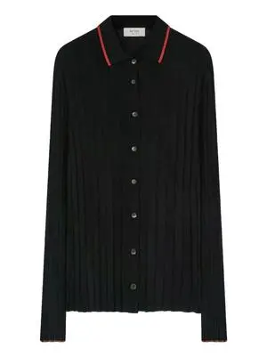 RETORI Ribbed-knit Button-down Cashmere Cardigan - Black