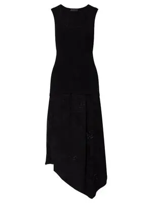 Liu Jo Asymmetrical Midi Dress With Jewel Embroidery - Black
