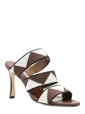 Manolo Blahnik Manolo Blahnik Geometric Pattern Stiletto Heeled Sandals Brown