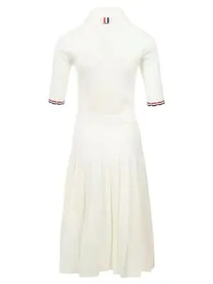 Thom Browne Rib-stitch Midi Polo Dress - White