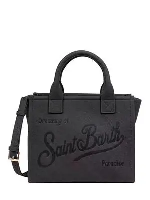 MC2 SAINT BARTH MC2 Saint Barth Medium Vanity Leather Tote Bag Black