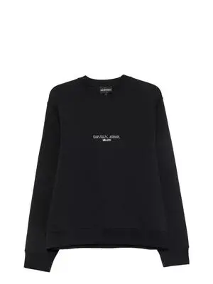 Emporio Armani Logo Print Cotton Sweatshirt - Black