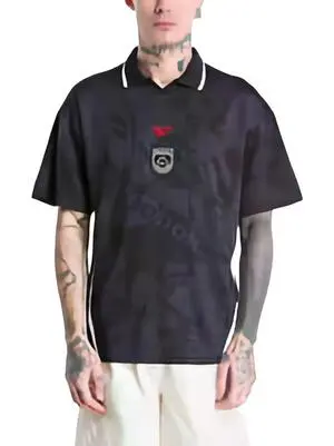 REEBOK Logo-print Collared T-shirt - Black