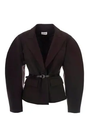 P.a.r.o.s.h Belted Puff-sleeve Blazer - Brown