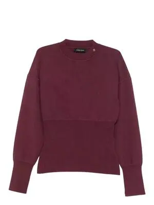 ANINE BING Paneled Mock Neck Sweater - Red