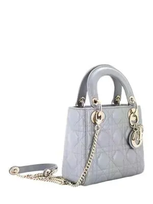 Dior Lady Cannage Quilt Lambskin Mini Satchel - Grey
