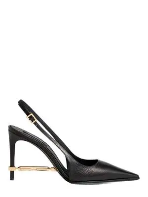 Dsquared2 Leather Slingback Pumps With Metal Bar Detail - Black