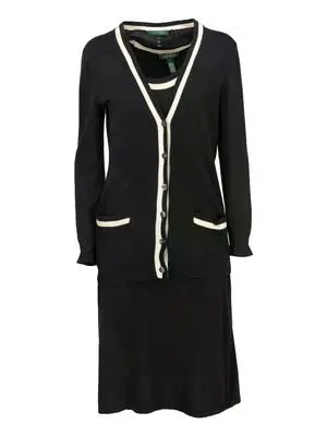 Polo Ralph Lauren Contrast-trim Cardigan Dress - Black