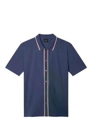 Paul Smith Stripe-trim Button-through Polo Shirt - Blue