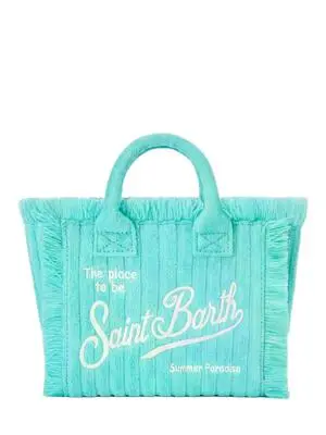 MC2 SAINT BARTH Mini Vanity Fringed Tote Bag - Blue